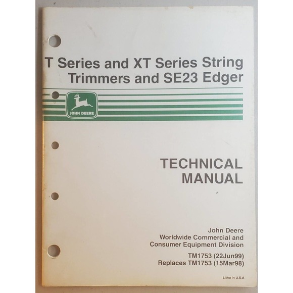 John Deere | Other | John Deere Tm753 Technical Manual For T And Xt Series Trimmers Edger ...